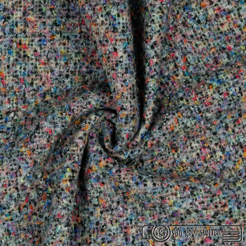 Grof geweven mantelpak stof